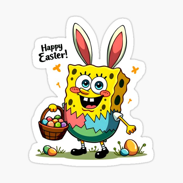 "Happy Easter Spongebob" Sticker for Sale by Enspiretiveart | Redbubble