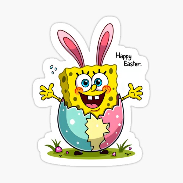 "Happy Easter Spongebob" Sticker for Sale by Enspiretiveart | Redbubble