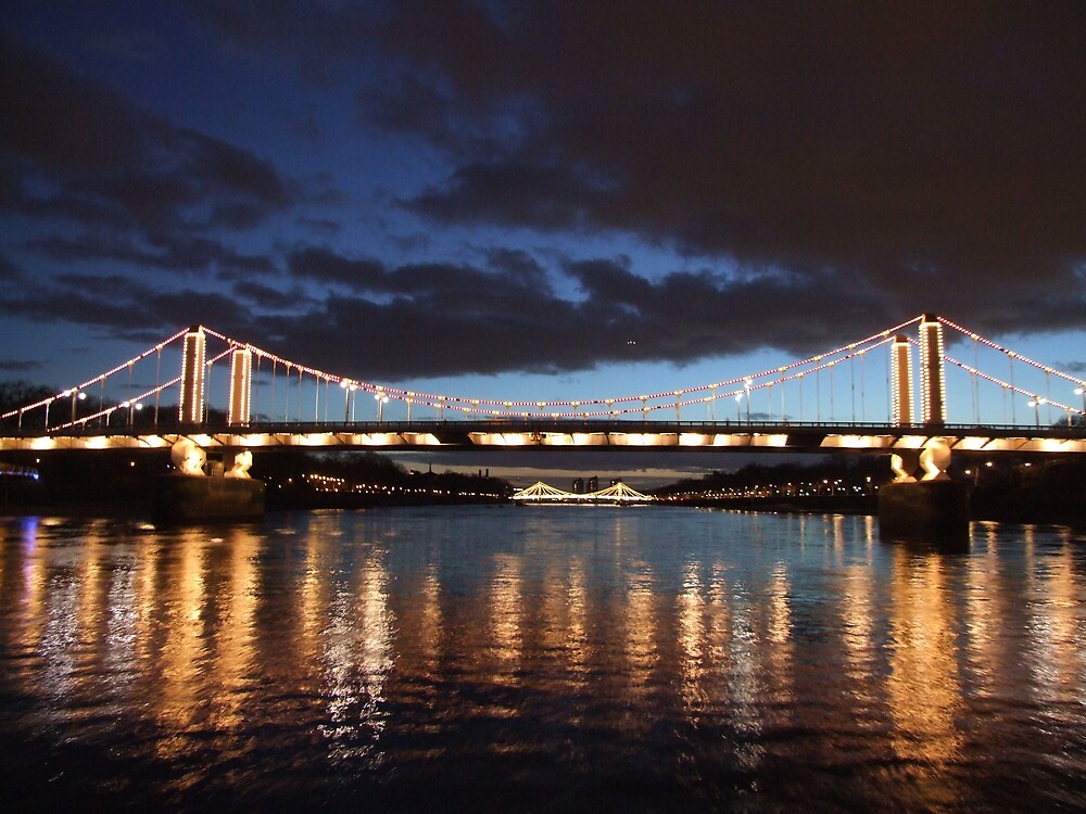 "Chelsea Bridge at Night in London, UK" by pcimages | Redbubble
