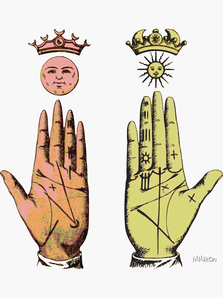 "Alchemy Hands Sun Moon Mystical Occult Symbol" Sticker for Sale by ...