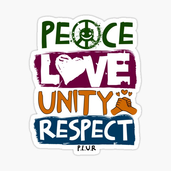 "PLUR - Peace Love Unity Respect 2 (black/green)" Sticker for Sale by ...