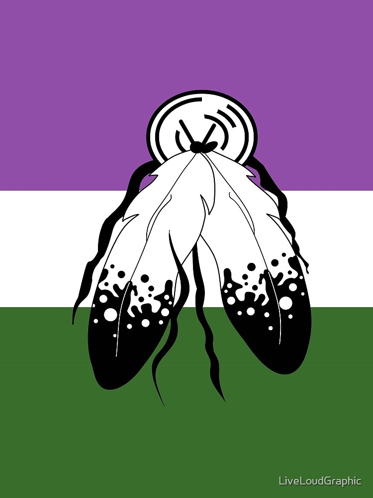 "Genderqueer Pride Flag Pattern with Two Spirited Feathers" Scarf for ...