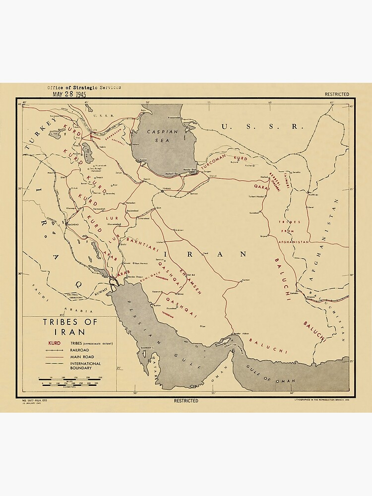"Map Of Iran 1945" Photographic Print by mollyfare | Redbubble