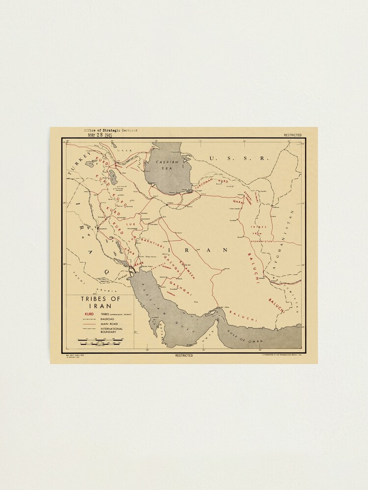 "Map Of Iran 1945" Photographic Print by mollyfare | Redbubble