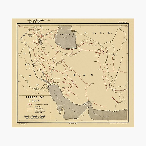 "Map Of Iran 1945" Photographic Print by mollyfare | Redbubble