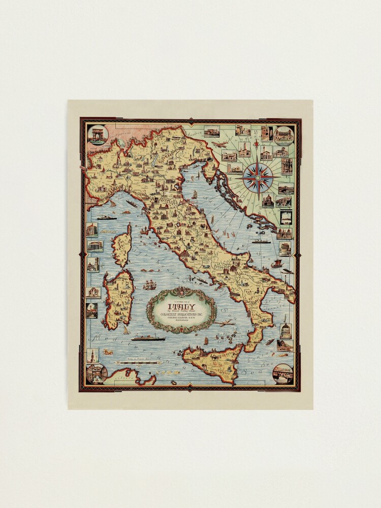 "Map Of Italy 1935" Photographic Print for Sale by mollyfare | Redbubble