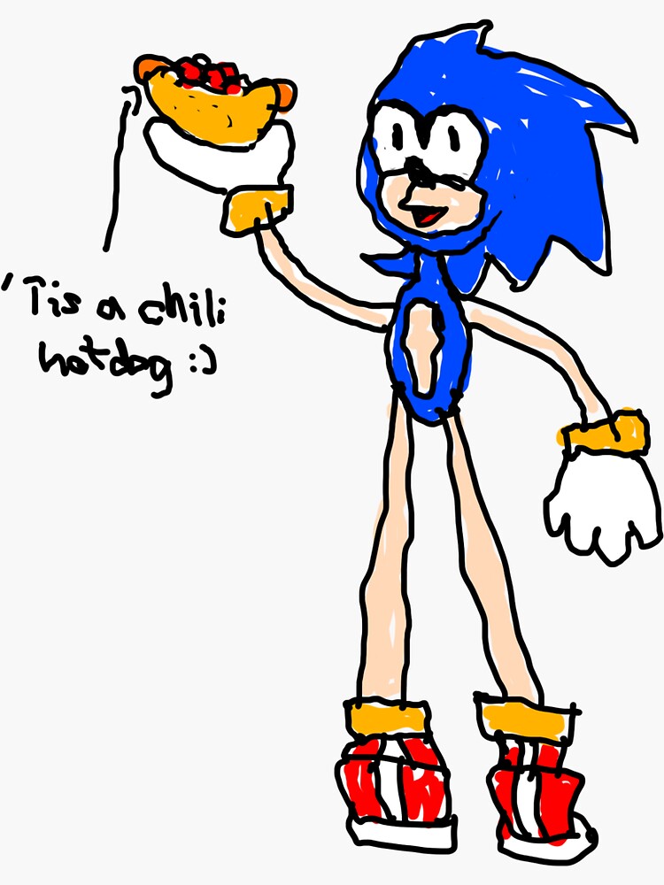 "Badly Drawn Sonic" Sticker for Sale by Larunart | Redbubble
