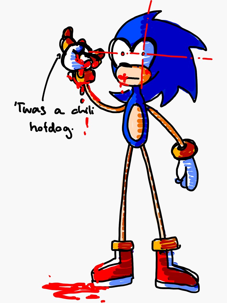 "Mildly Bad Drawn Sonic" Sticker for Sale by Larunart | Redbubble