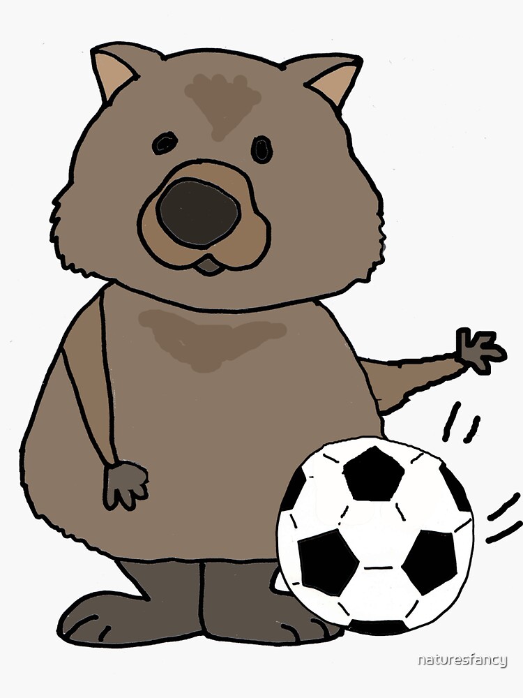 "Funny Wombat Playing Football Cartoon" Sticker for Sale by ...