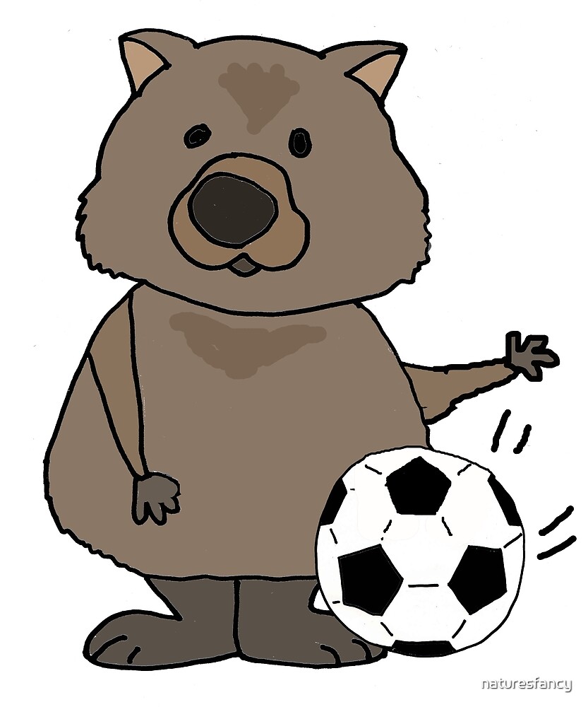 "Funny Wombat Playing Football Cartoon" by naturesfancy | Redbubble