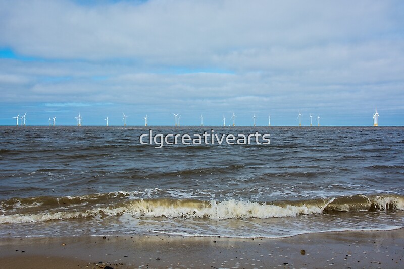 "Waves and Wind Turbines" by Claire Grasby | Redbubble