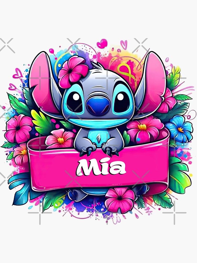 "Stitch customized motive with name Mia" Sticker for Sale by ...