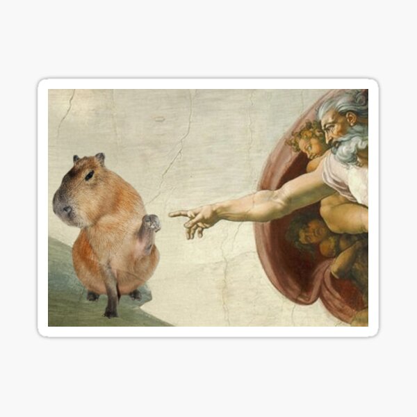 "Funny Capybara God Creation of Adam Meme Michelangelo Jesus Art ...