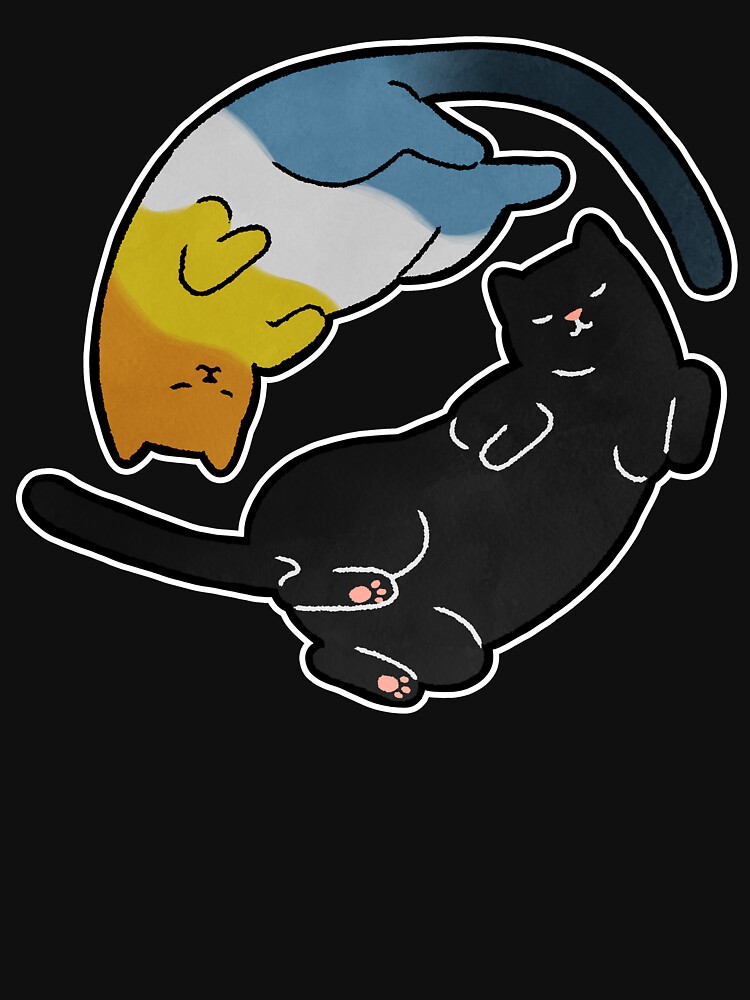 "Aroace Cat Yin Yang LGBT Asexual Aromantic Pride Flag" Essential T ...