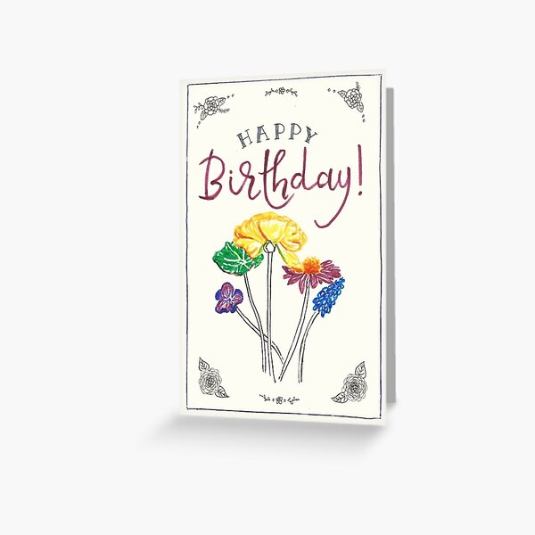 "birthday flowers" Greeting Card for Sale by Lelotta | Redbubble
