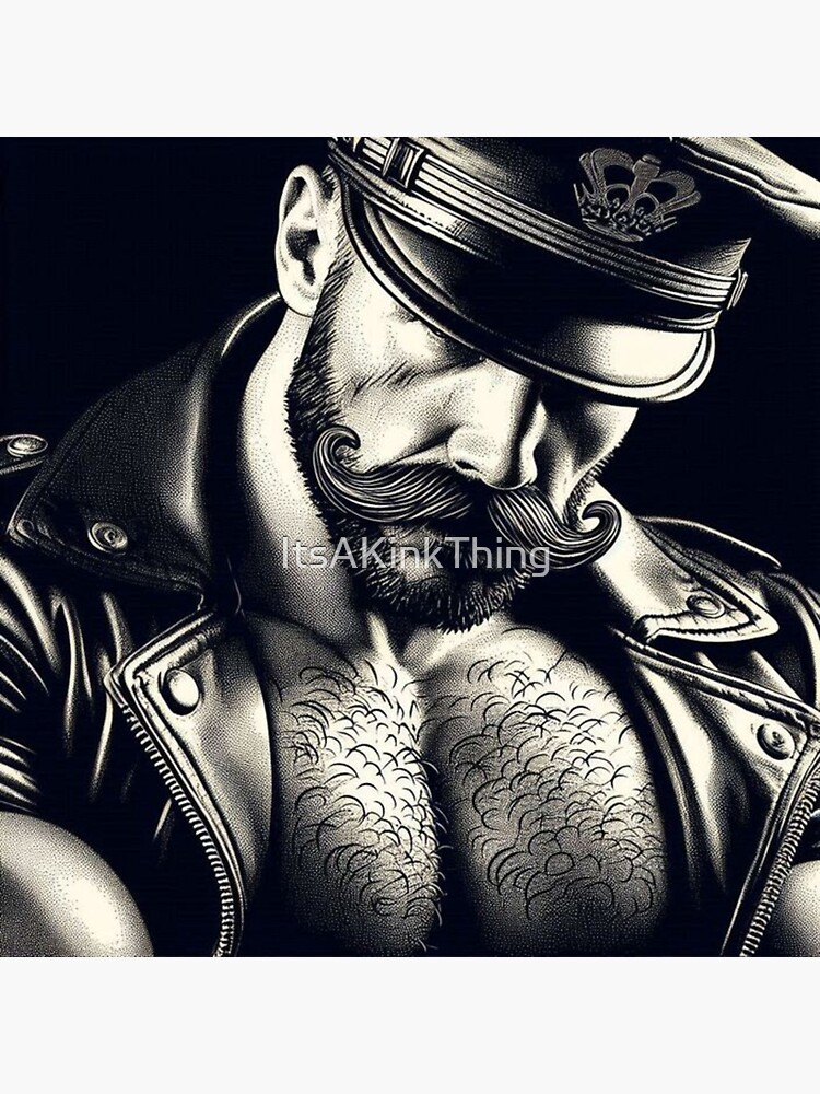 "1940s Gay Power Leather Daddy Muscle Bear San Francisco Leder Pride Graphic Design" Sticker for ...