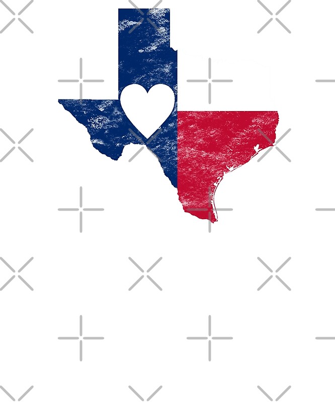 "Texas Grunge I Love Texas Gift Cute I heart Texas State Shape Flag ...