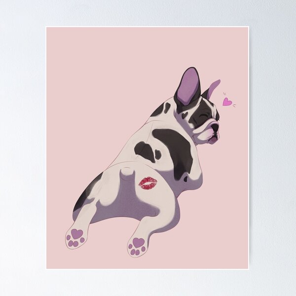 "Funny French Bulldog Butt with Lipstick Kiss – Flirty Dog Art ...