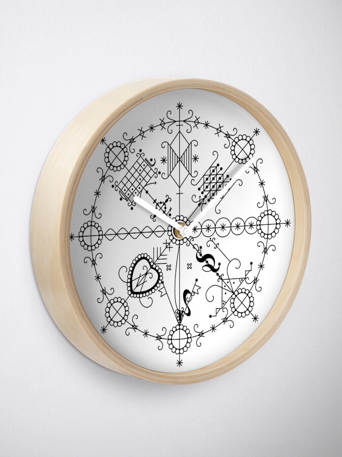 "Milokan vèvè Nwa (black)" Clock for Sale by Milokan Designs | Redbubble