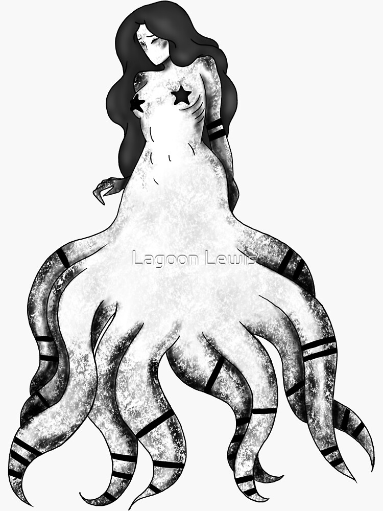 "Goth Octopus Mermaid" Sticker by LagoonLewis | Redbubble