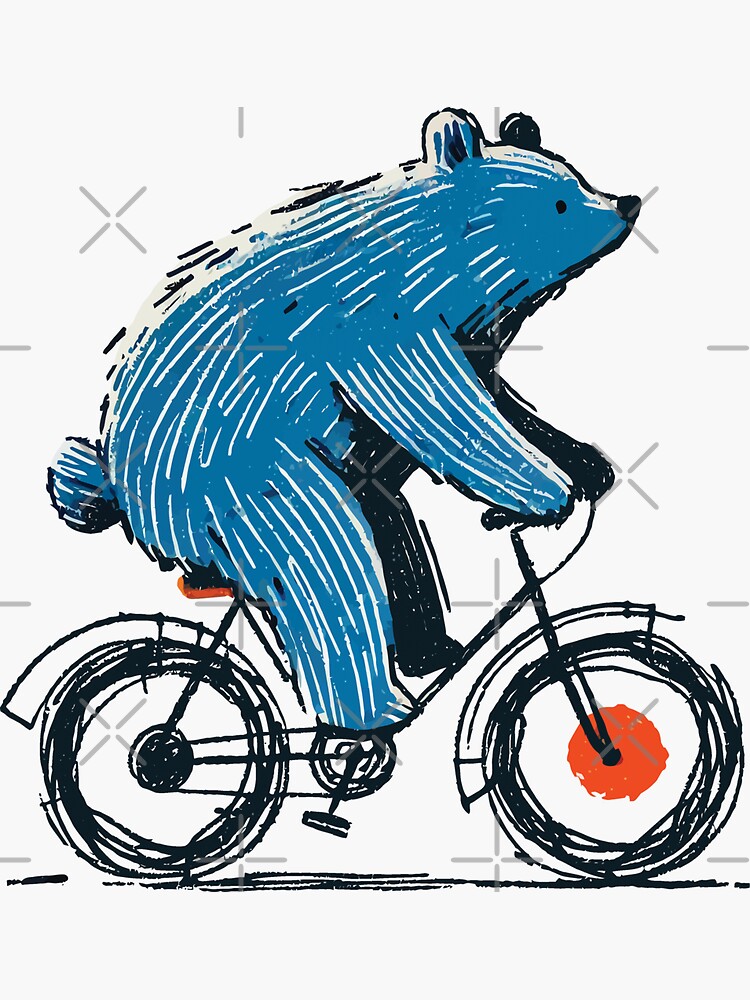 "Bicycle Adventure With A Bear On Two -wheeler" Sticker for Sale by ...