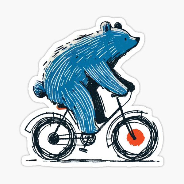 "Bicycle Adventure With A Bear On Two -wheeler" Sticker for Sale by ...