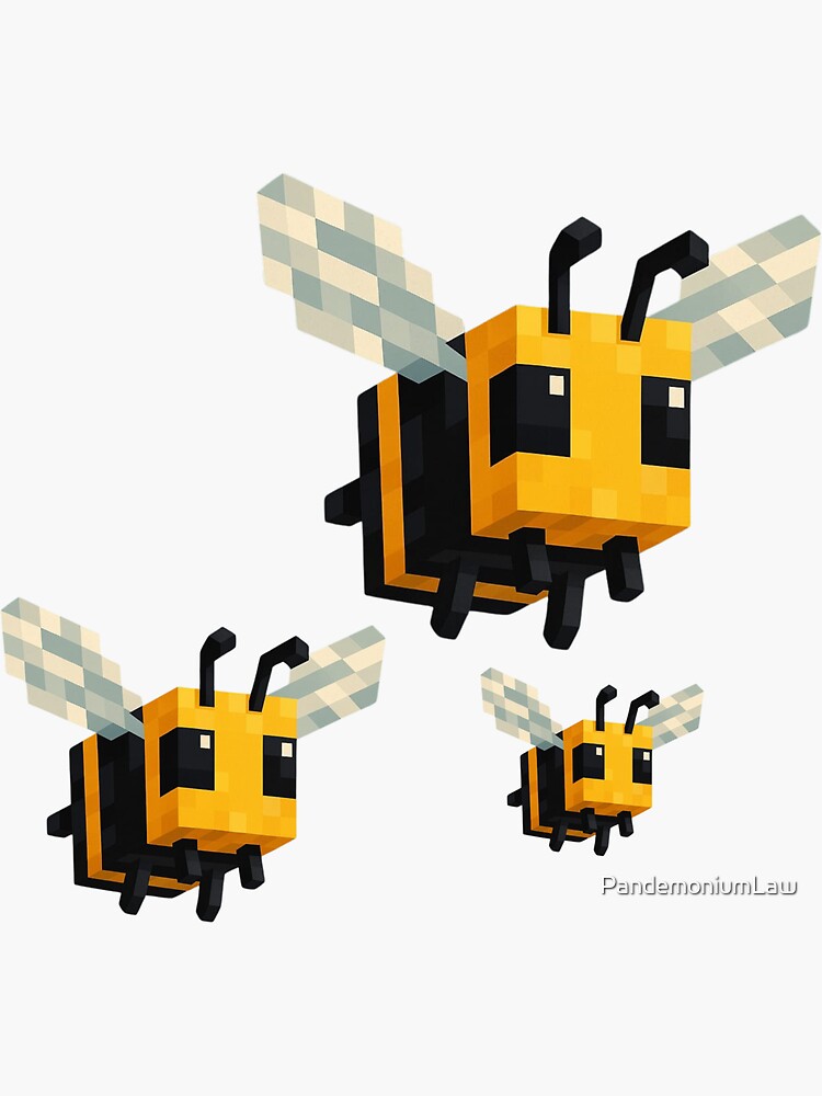 "Minecraft-Style Pixel Art Bee – Blocky Cute Insect Illustration ...