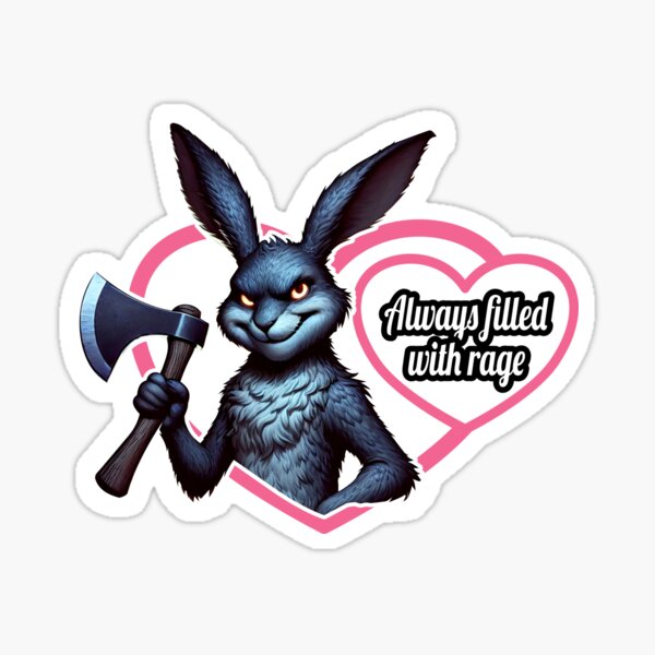 "Always Filled With Rage Funny Angry Rabbit" Sticker for Sale by Kam ...