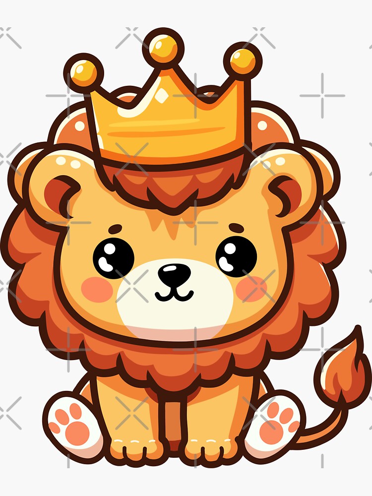"Lion with crown" Sticker for Sale by Delidream | Redbubble