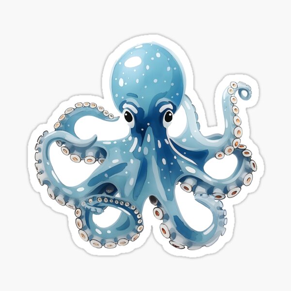 "Blue Octopus" Sticker for Sale by xiao xuans | Redbubble