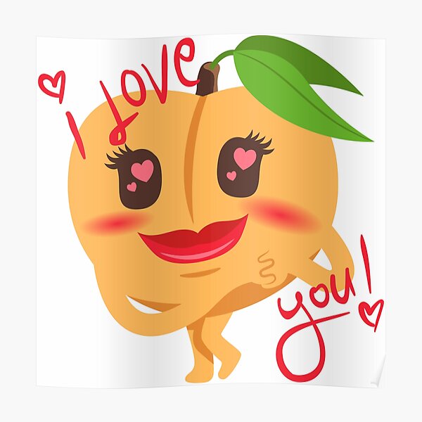 "JoyPixels™ I Love You Peach Emoji" Poster for Sale by joypixels ...