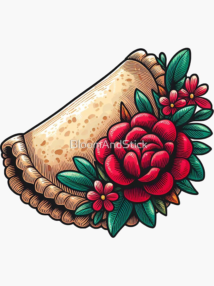 "Floral Empanada – Latin American & Spanish Food Art" Sticker for Sale ...