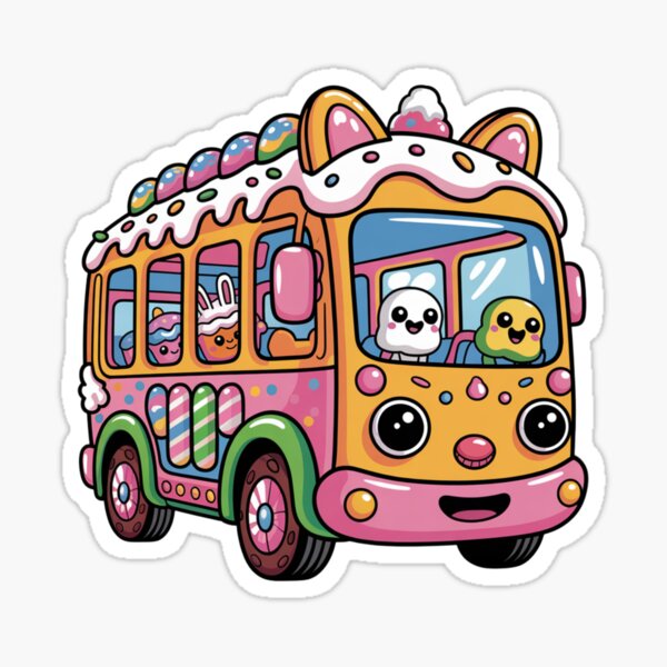 "Candyland Cat Bus" Sticker for Sale by Patryk Wierzbicki | Redbubble
