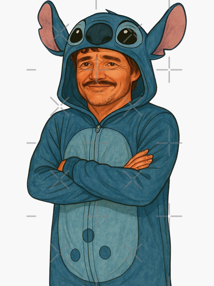 "Pedro Pascal in Stitch Kigurumi" Sticker for Sale by LittleMsMorales ...