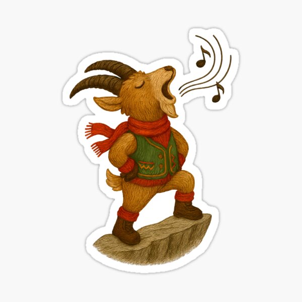 "Yodeling Goat – Embroidered Alpine Singer Animal Art" Sticker for Sale ...