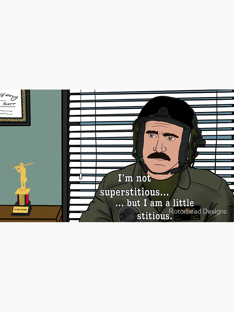 "Sgt. Scott is a little stitious" Sticker for Sale by heinle | Redbubble