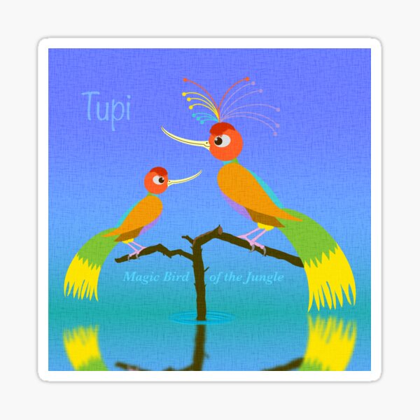 "Tupi, Magic Bird of the Jungle" Sticker for Sale by Cuco-Shoppette ...
