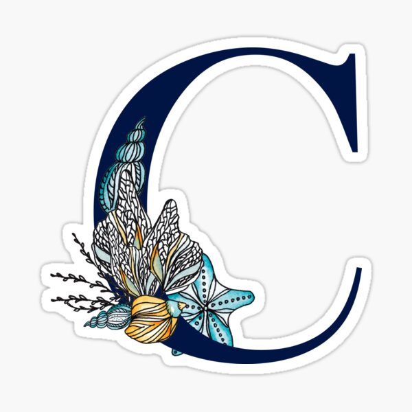 "Letter C - Navy uppercase Alphabet, sea life, seashells, ocean ...