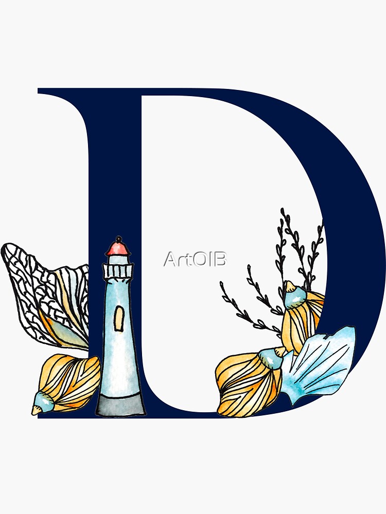 "Letter D - Navy uppercase Alphabet, sea life, seashells, ocean ...