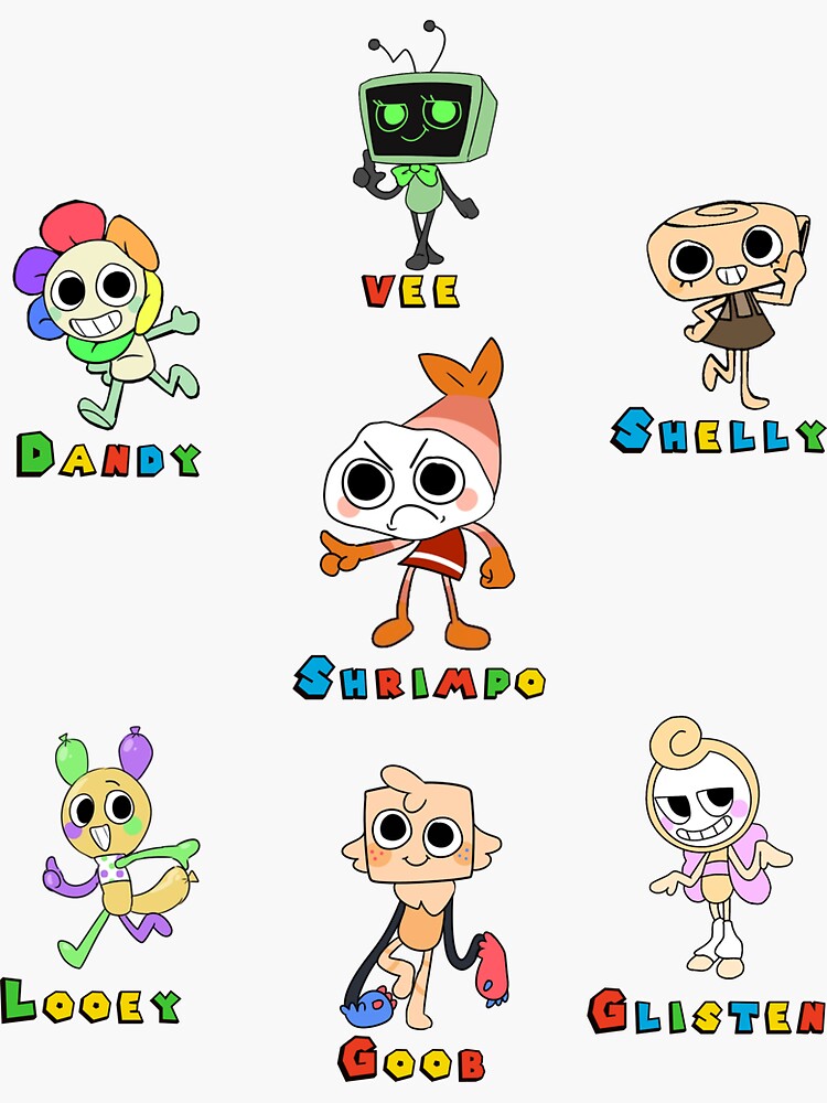 "funny dandys world For Kids Boys Girls" Sticker for Sale by ClubGamers ...