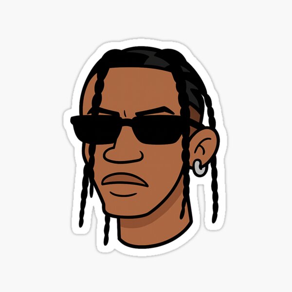 "Travis Scott – Stylized Cartoon Head Design" Sticker for Sale by ...