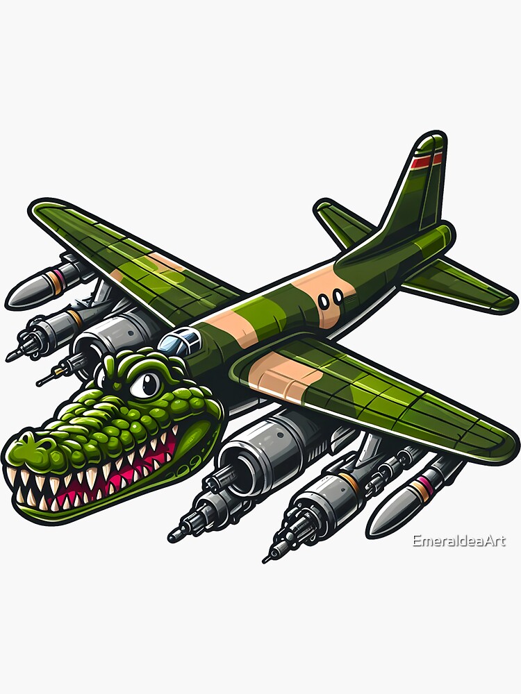 "Bombardiro Crocodilo - cartoon crocodile fusion with a military bomber ...