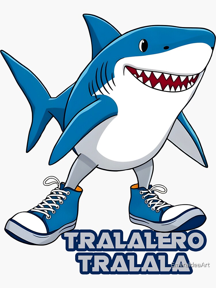 "Tralalero Tralala with name text- cartoon shark in blue shoes" Sticker ...
