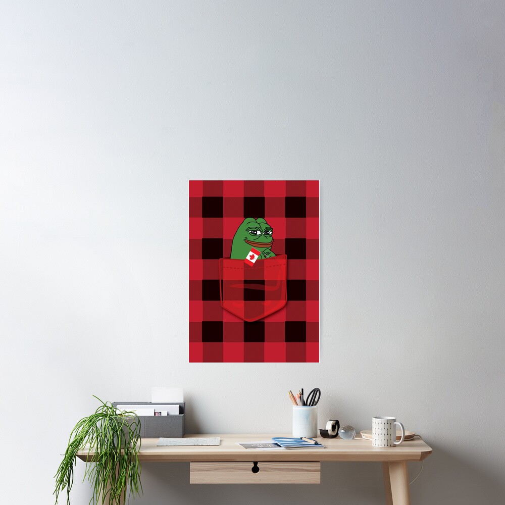 Póster «Raro Pepe Happy Canadian con la bandera de Canadá en el ...