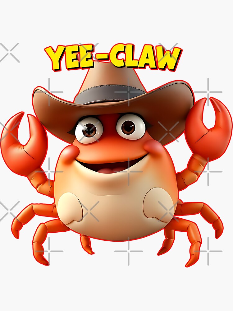 "Yee Claw Happy Crab T-shit, poster" Sticker for Sale by KreativKulture | Redbubble