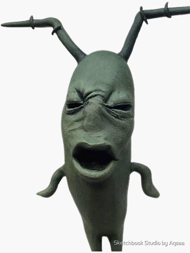 "Ugly Cursed Plankton | Brainrot Meme | Moaning Plankton" Sticker for ...