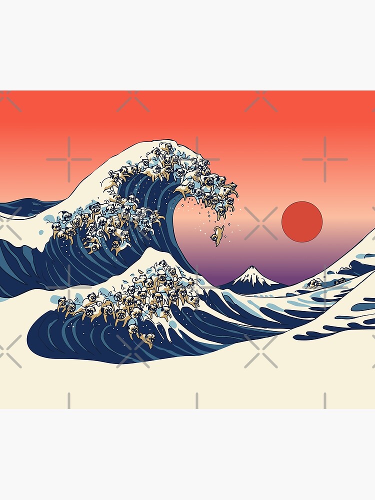 "The Great Wave of Pug" Tapestry for Sale by Huebucket | Redbubble