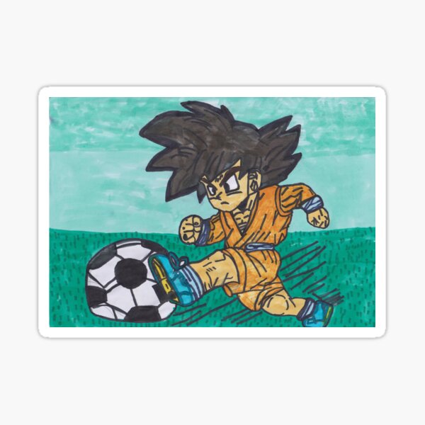 "Football Goku" Sticker for Sale by Magicaldragons | Redbubble