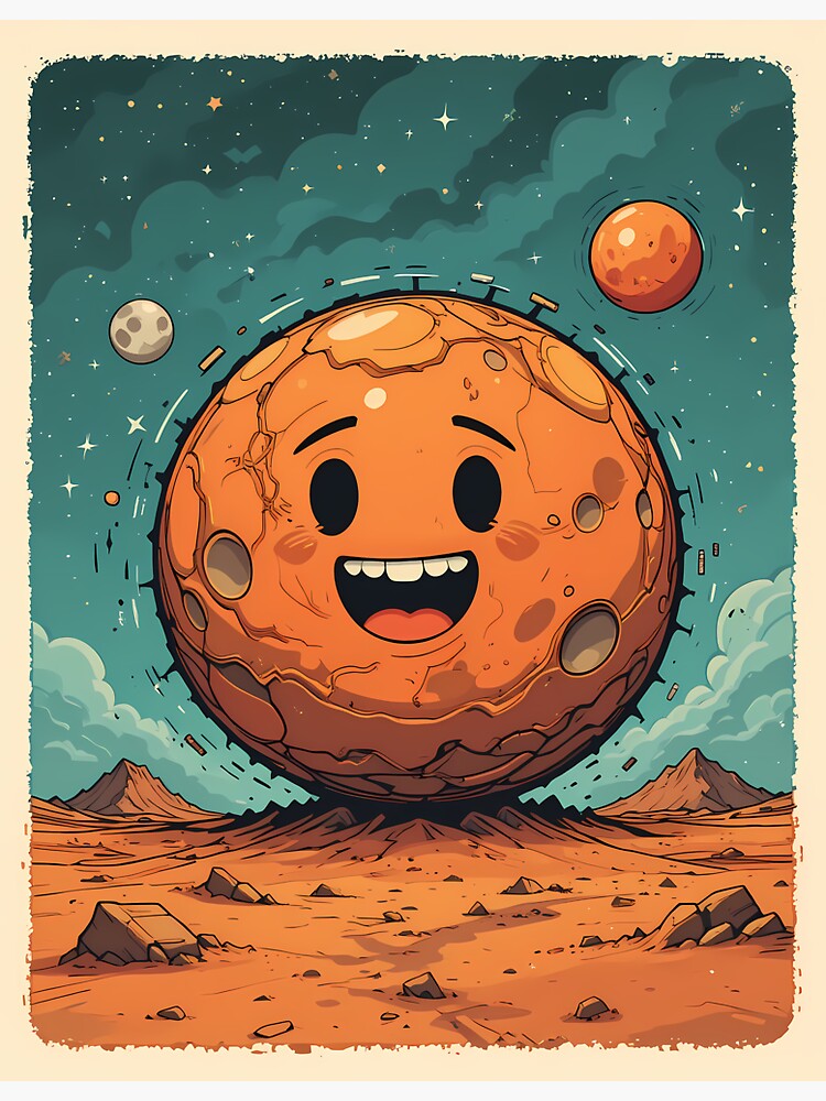 "Mars Cartoon Martian Landscapes Space Travel Red Planet" Sticker for ...