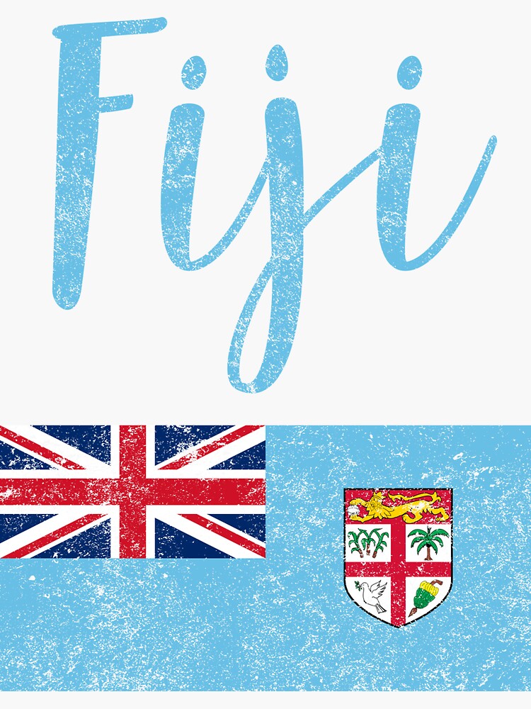 "Fiji Flag Vintage Handwriting Style" Sticker by TrevelyanPrints ...